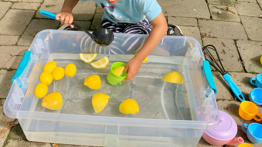Lemon Sensory Bin - Happy Toddler Playtime