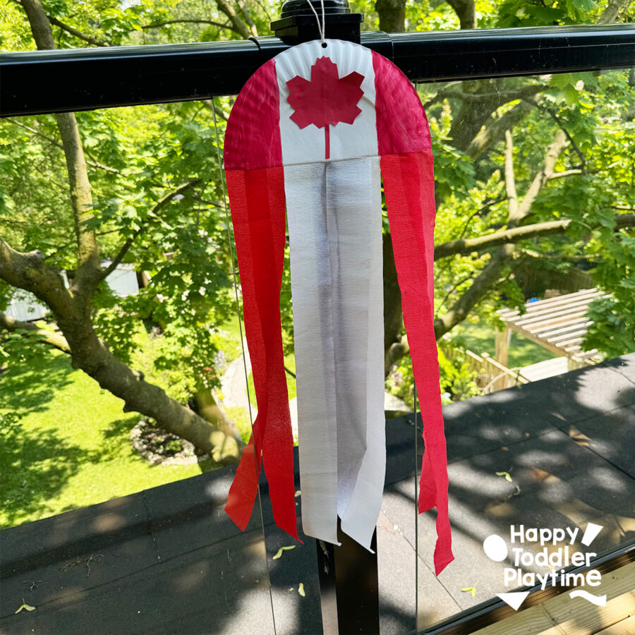 Canada Day Paper Plate Flag Craft - Happy Toddler Playtime