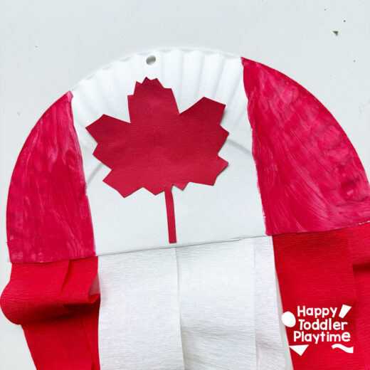 Canada Day Paper Plate Flag Craft - Happy Toddler Playtime