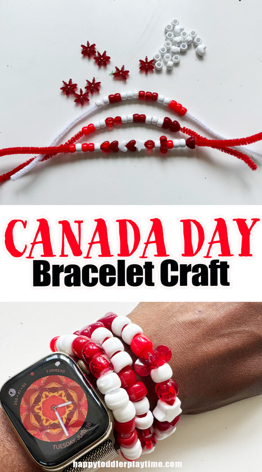 Easy Canada Day Bracelets Craft - Happy Toddler Playtime