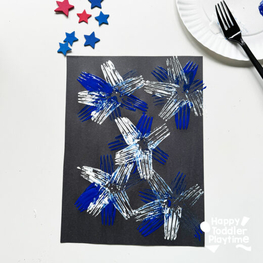 Fork Painted Fireworks - Happy Toddler Playtime
