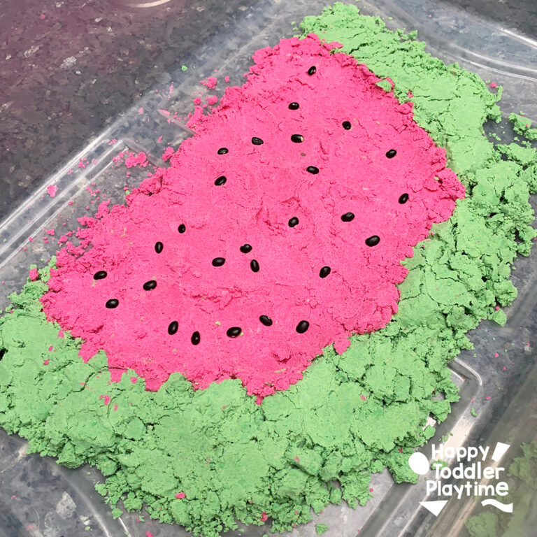 Fizzy Watermelon Sensory Bin - Happy Toddler Playtime