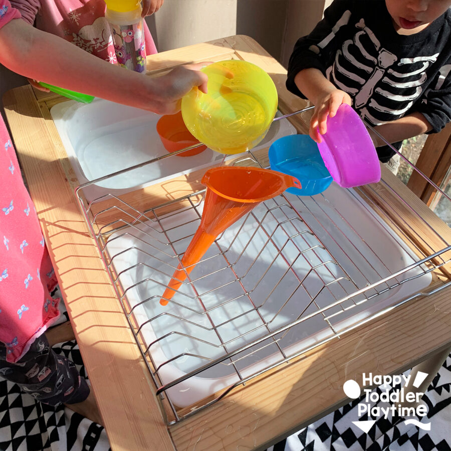 Funnels Sensory Bin for Summer - Happy Toddler Playtime