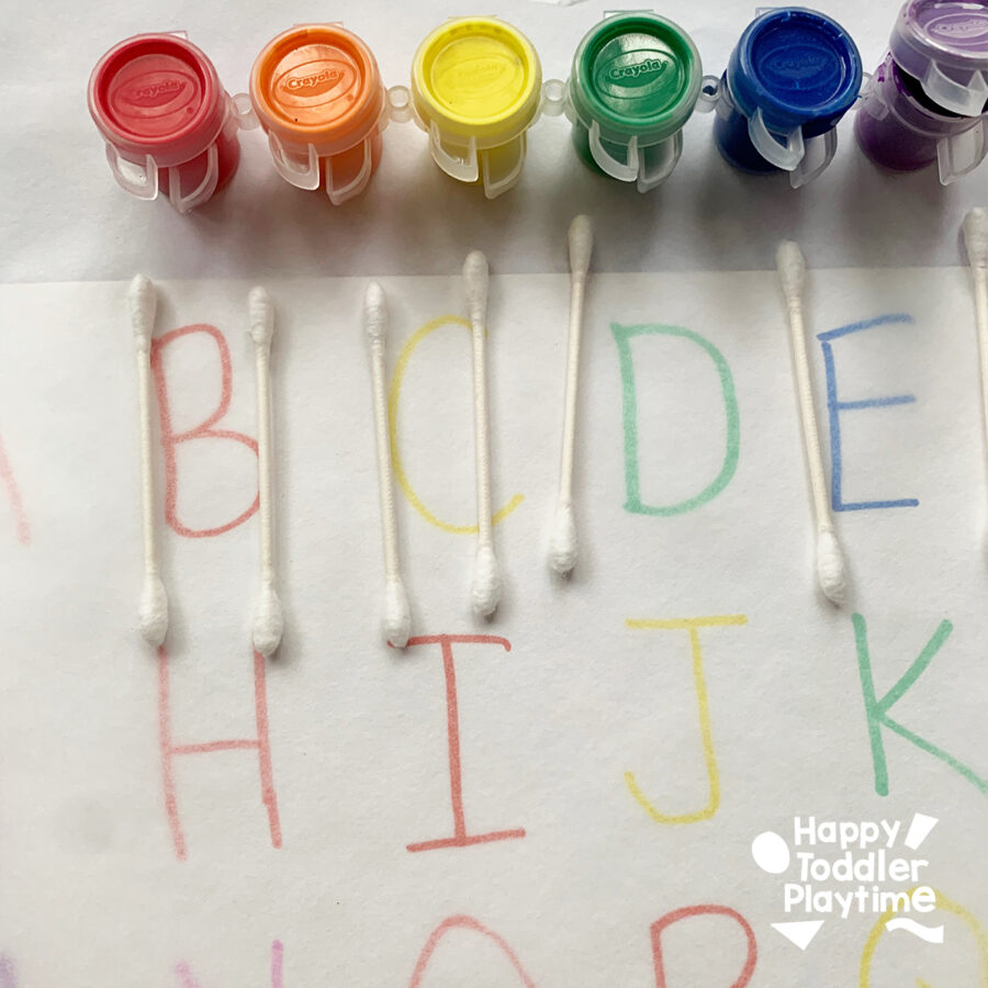 Q-Tip Letter Tracing Activity for Preschooler - Happy Toddler Playtime