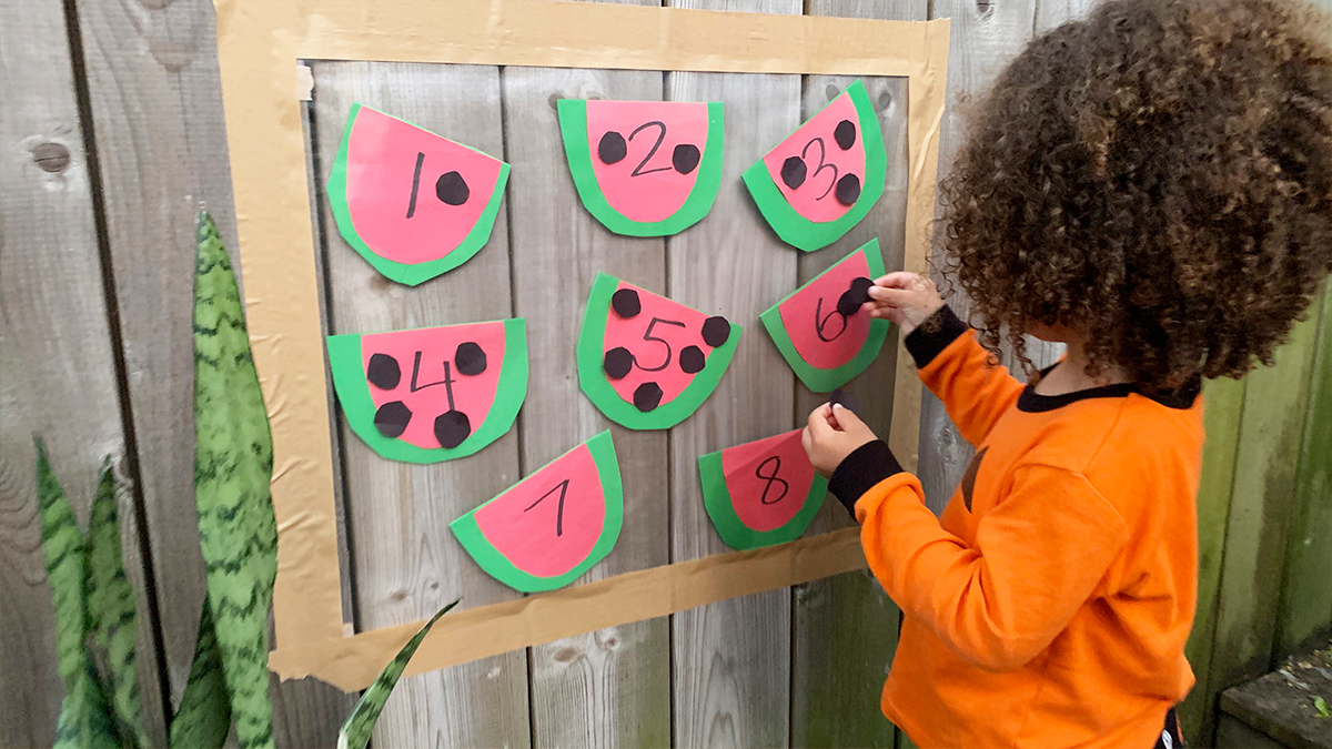 Watermelon Counting Sticky Wall - Happy Toddler Playtime