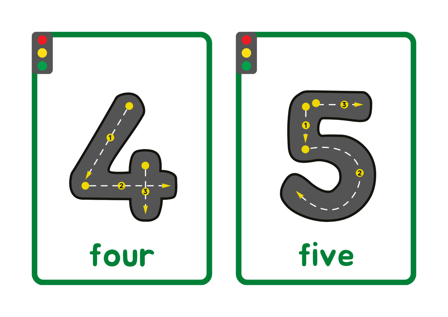 Number Tracing Road Cards - Happy Toddler Playtime