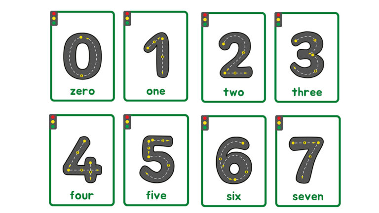 Number Tracing Road Cards - Happy Toddler Playtime