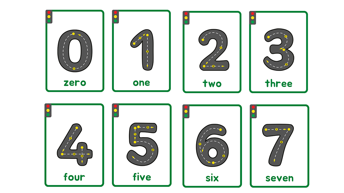 Number Tracing Road Cards - Happy Toddler Playtime