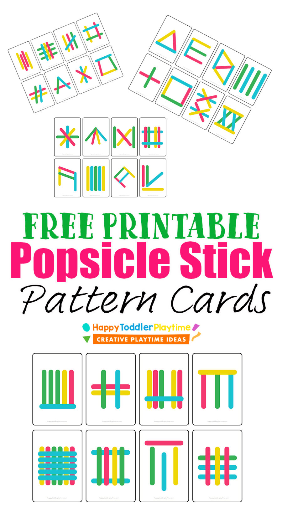 Free Printable Popsicle Stick Pattern Cards - Happy Toddler Playtime
