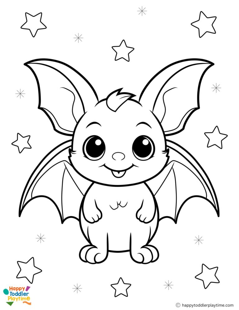 Free Bat Coloring Pages for Kids - Happy Toddler Playtime