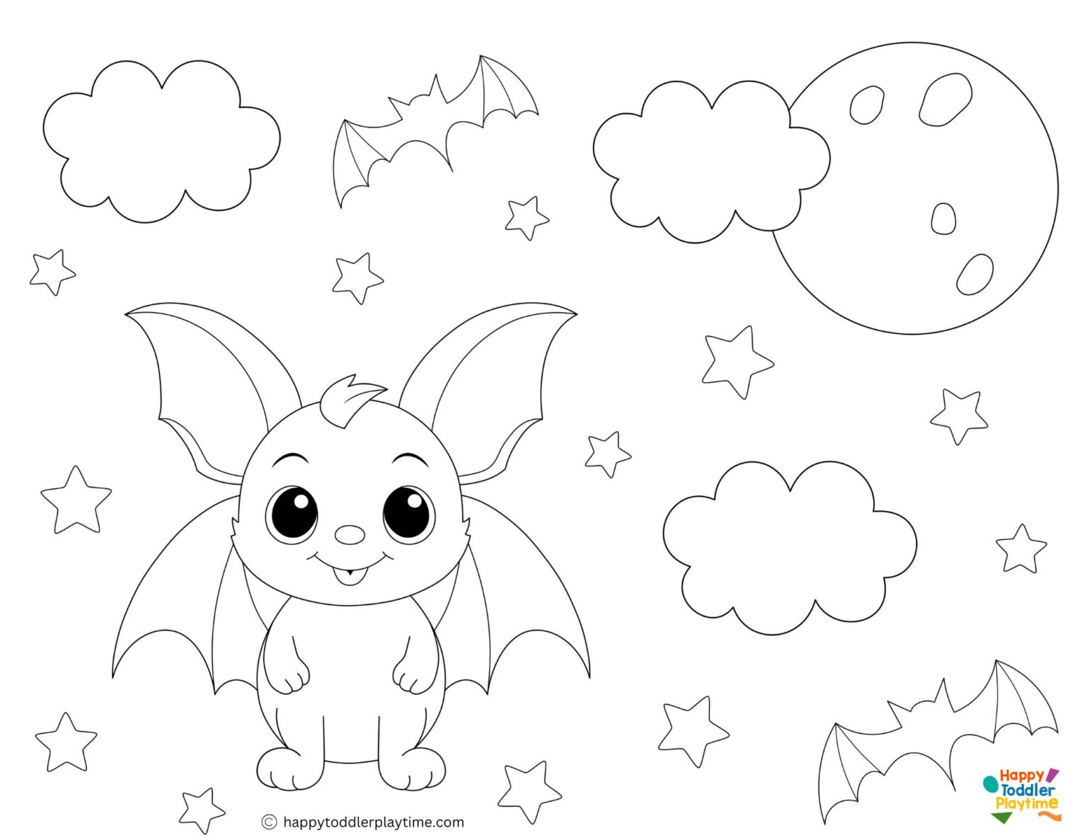 Free Bat Coloring Pages for Kids - Happy Toddler Playtime