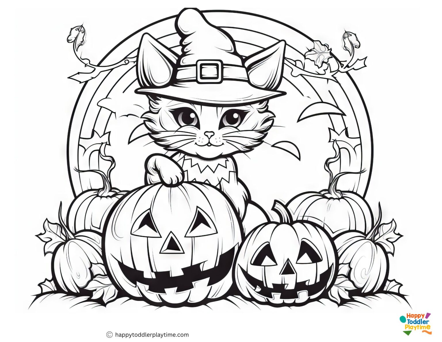 Free Halloween Cat Coloring Pages - Happy Toddler Playtime