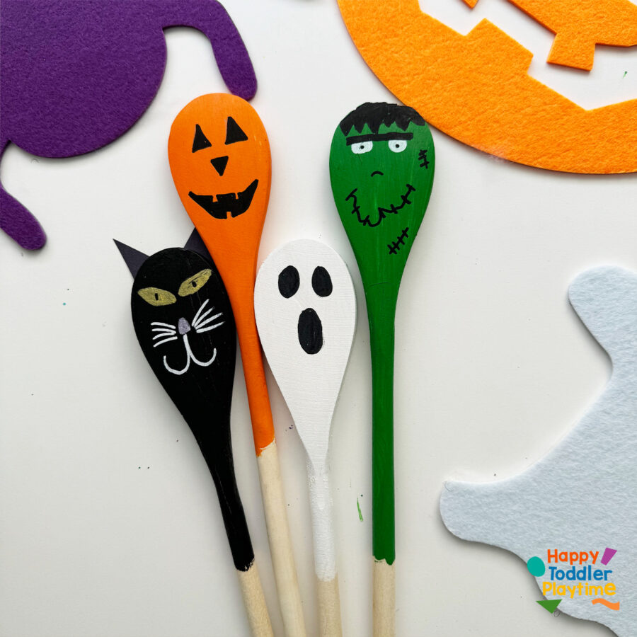Halloween Wooden Spoons Crafts - Happy Toddler Playtime