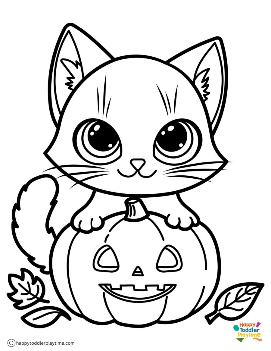 Free Halloween Cat Coloring Pages - Happy Toddler Playtime