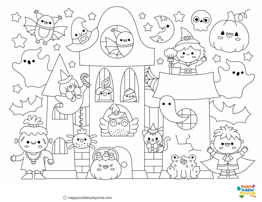 Free Haunted House Coloring Pages - Happy Toddler Playtime