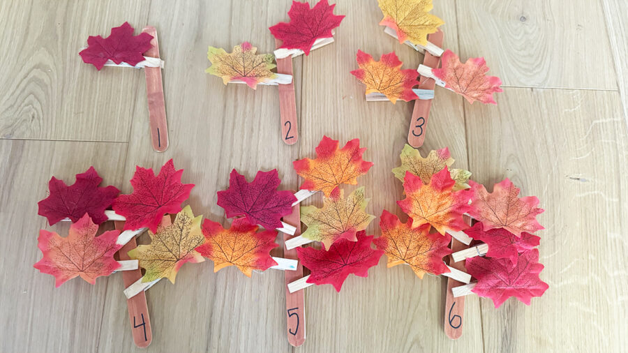 Leaf Counting Craft Sticks - Happy Toddler Playtime