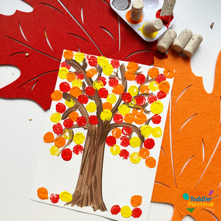 Corked Painted Fall Tree Craft - Happy Toddler Playtime