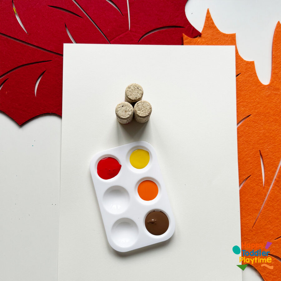 Corked Painted Fall Tree Craft - Happy Toddler Playtime