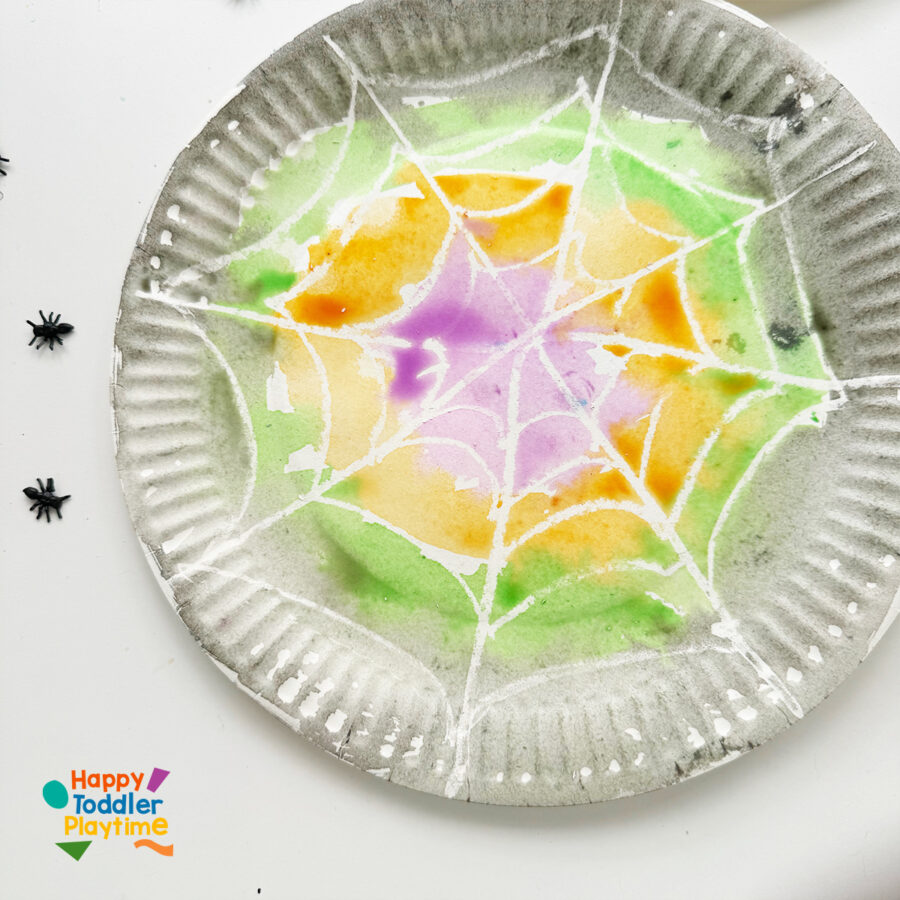 Crayon Resist Spiderweb - Happy Toddler Playtime