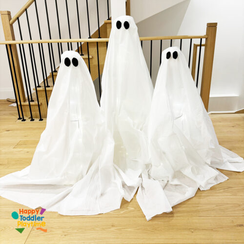 DIY Lit Ghosts Halloween Craft - Happy Toddler Playtime