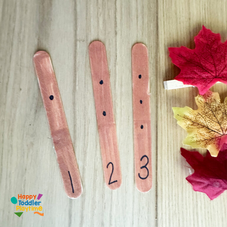 Leaf Counting Craft Sticks - Happy Toddler Playtime
