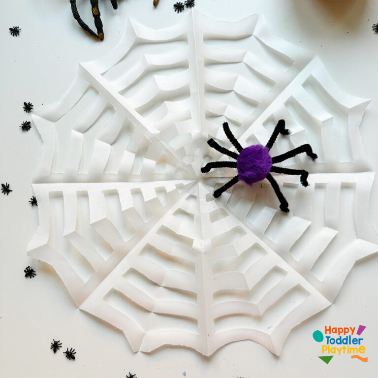 Paper Spiderweb Craft - Happy Toddler Playtime