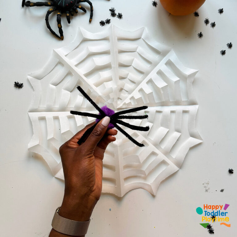 Paper Spiderweb Craft - Happy Toddler Playtime