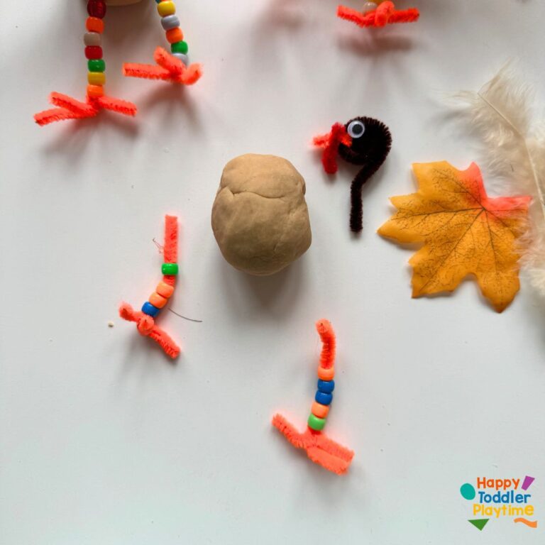 Thanksgiving Playdough Tray: Build a Turkey Activity - Happy Toddler ...