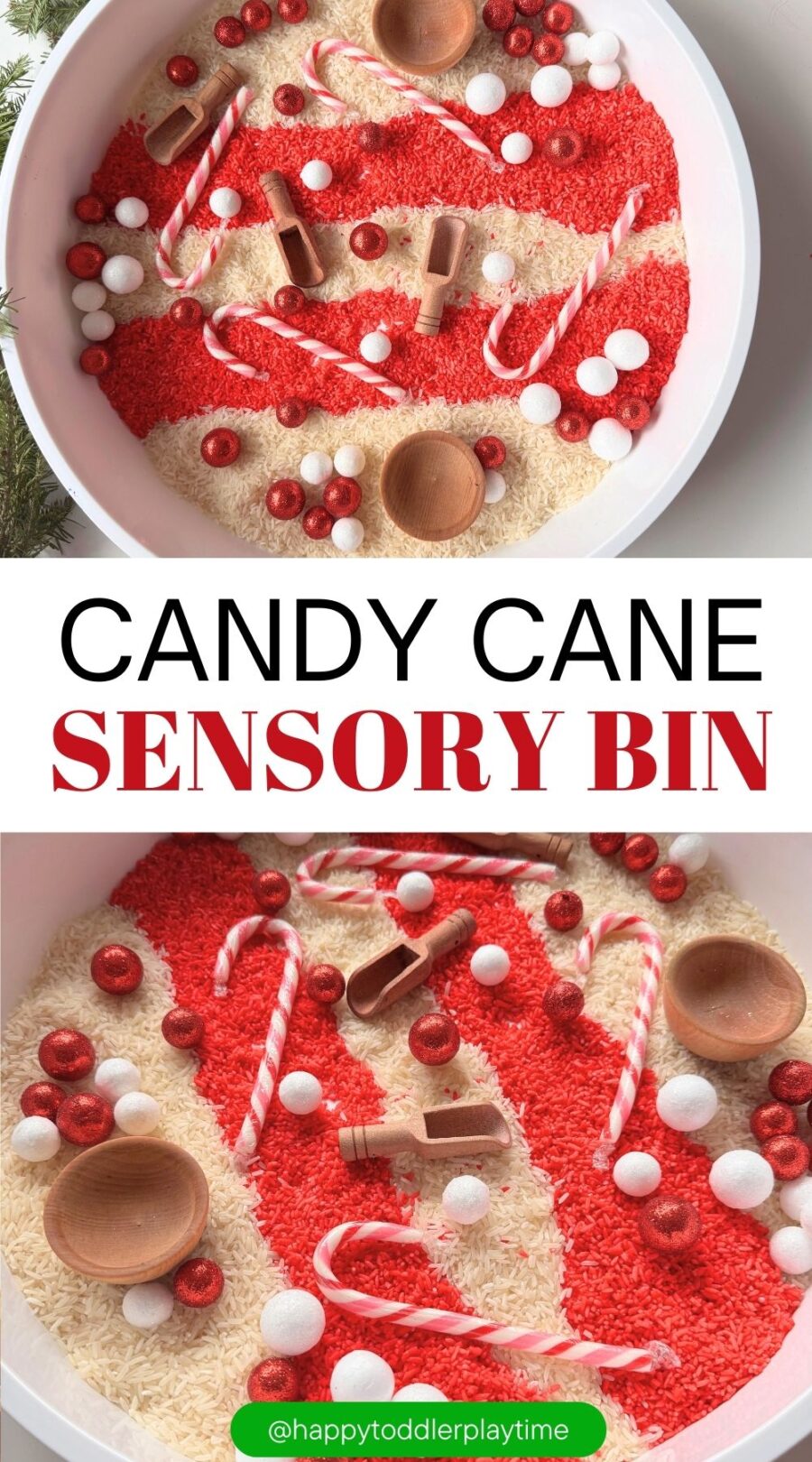 Candy Cane Sensory Bin - Happy Toddler Playtime
