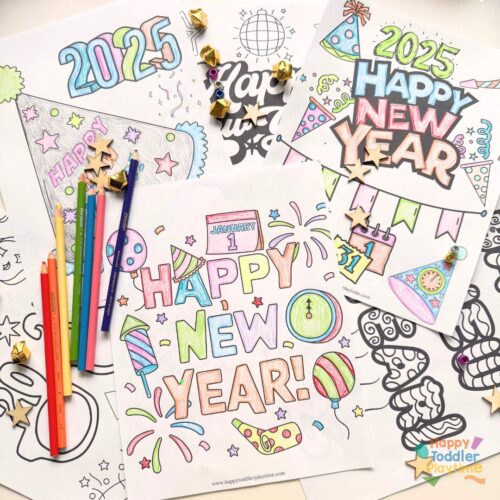 FREE Printable New Year's Eve Coloring Pages - Happy Toddler Playtime