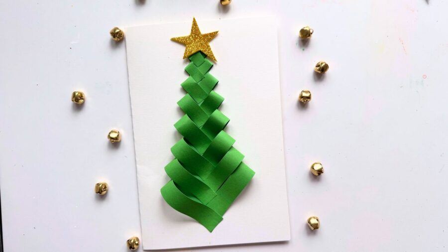 Folded Paper Christmas Tree Card - Happy Toddler Playtime