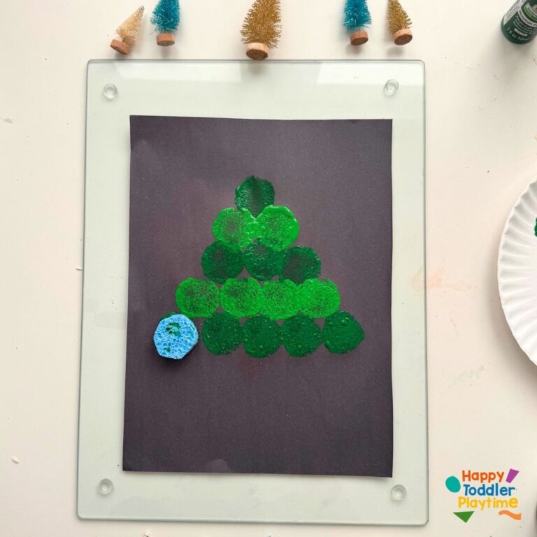 Sponge Printed Christmas Tree - Happy Toddler Playtime