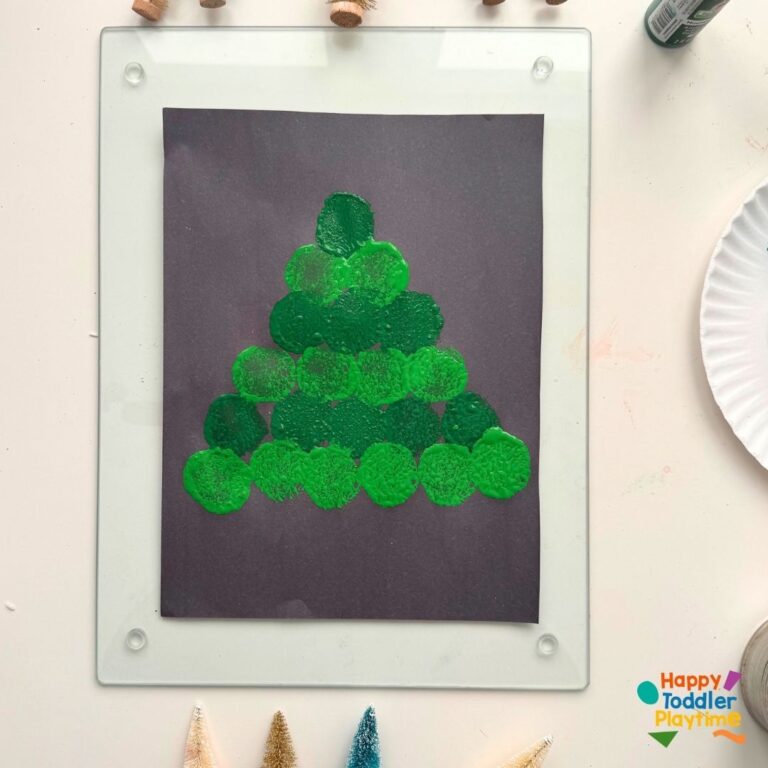 Sponge Printed Christmas Tree - Happy Toddler Playtime
