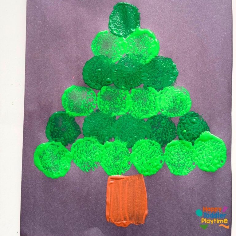 Sponge Printed Christmas Tree - Happy Toddler Playtime