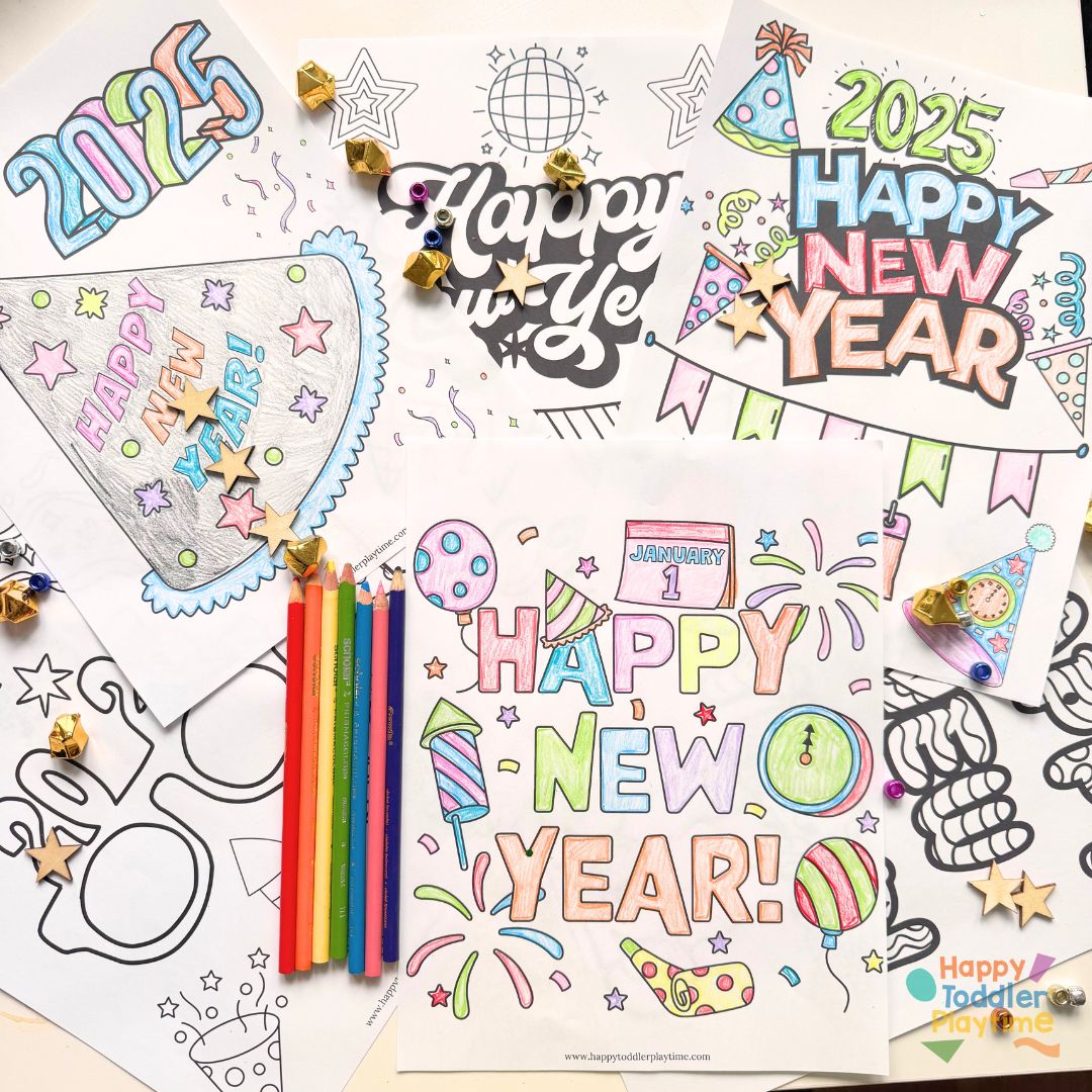 FREE Printable New Year's Eve Coloring Pages - Happy Toddler Playtime