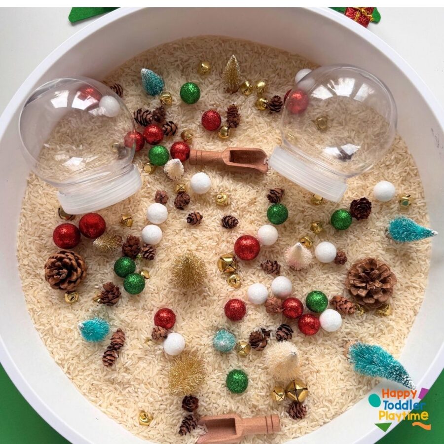 Snow Globe Sensory Bin - Happy Toddler Playtime