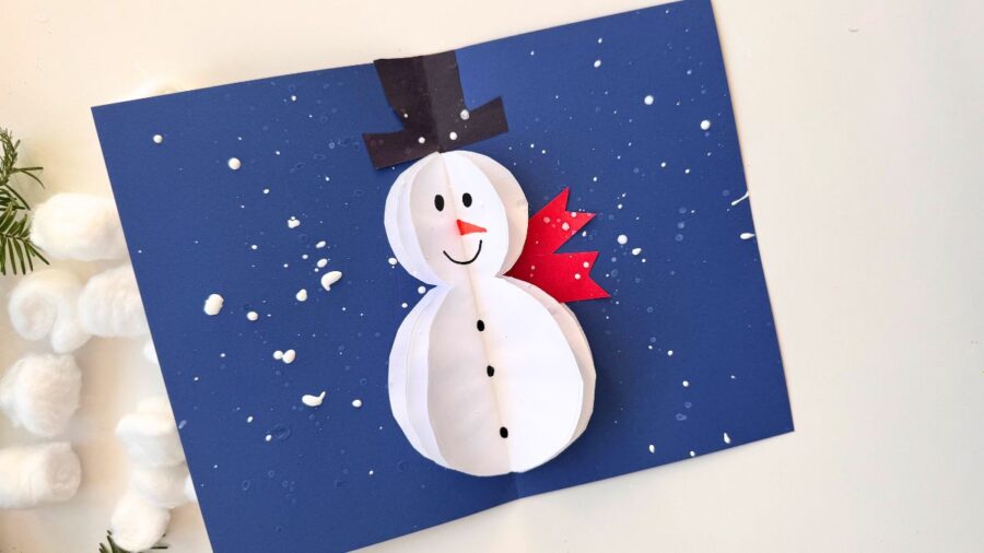 3D Snowman Christmas Card Craft - Happy Toddler Playtime