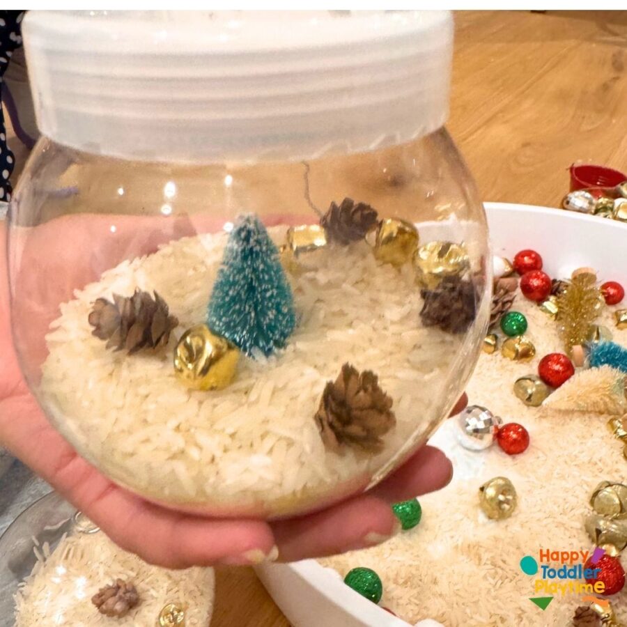 Snow Globe Sensory Bin - Happy Toddler Playtime