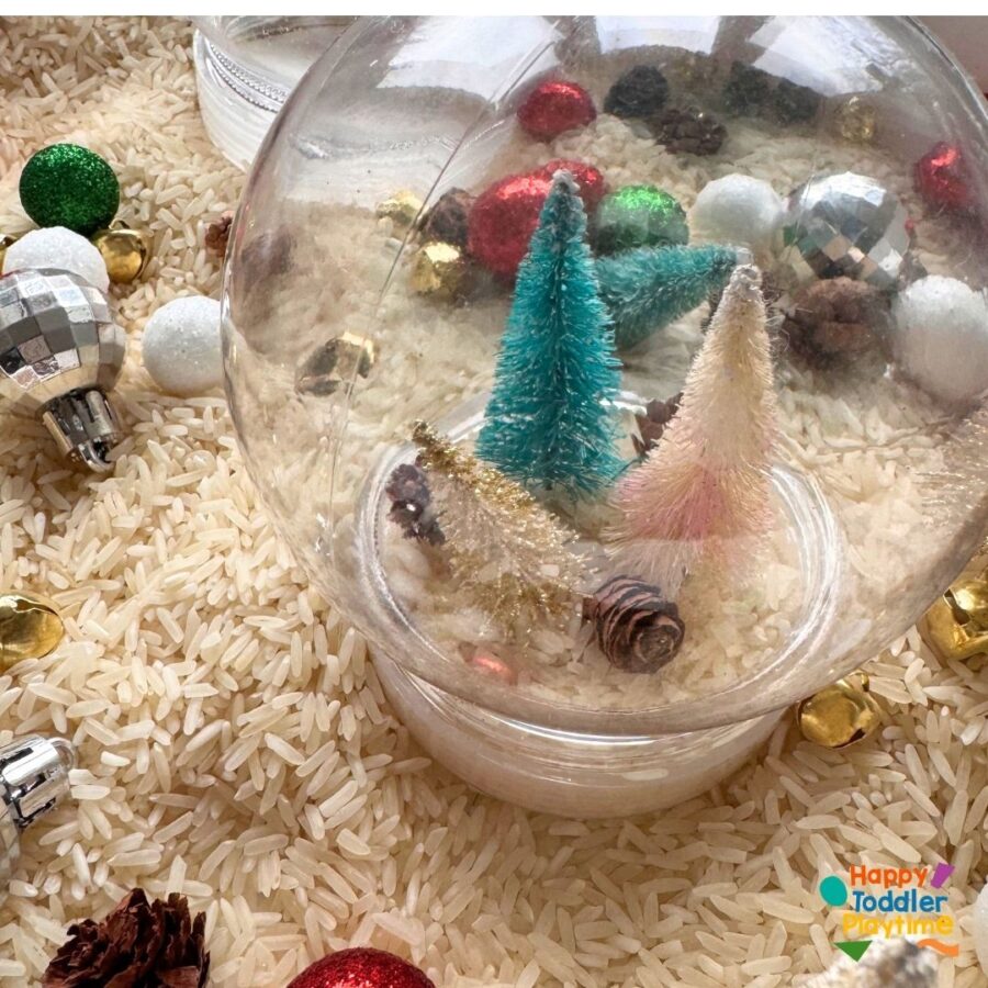 Snow Globe Sensory Bin - Happy Toddler Playtime