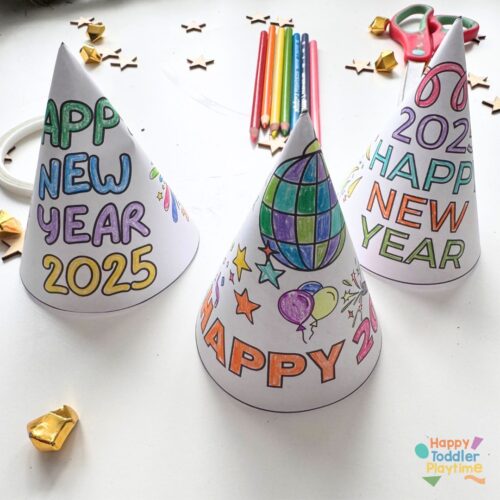 Free Printable 2025 New Year's Eve Party Hat - Happy Toddler Playtime