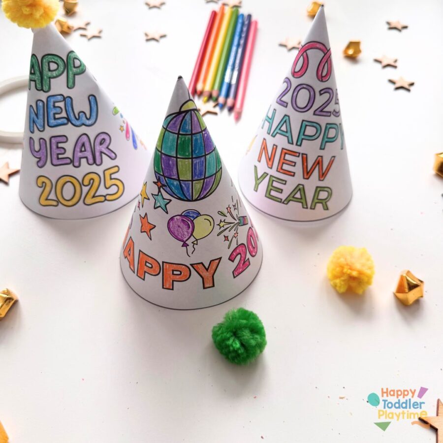 Free Printable 2025 New Year's Eve Party Hat - Happy Toddler Playtime
