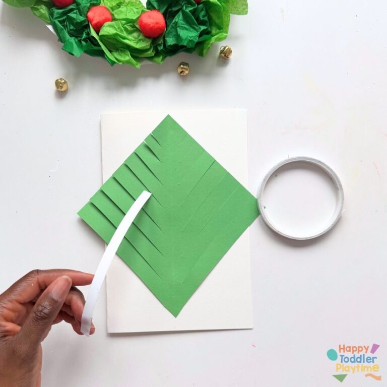 Folded Paper Christmas Tree Card - Happy Toddler Playtime