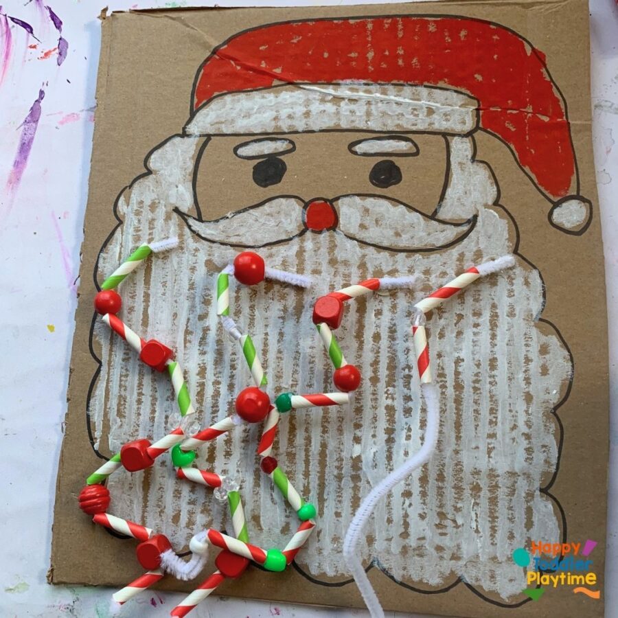 Santa Threading Craft - Happy Toddler Playtime