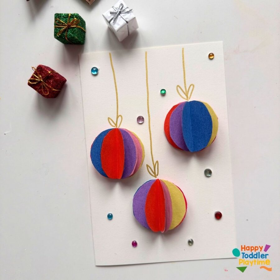 3D Ornament Christmas Card - Happy Toddler Playtime