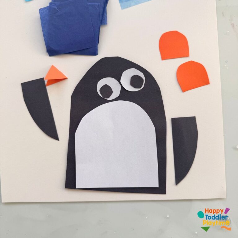 Tissue Paper Winter Penguin Craft - Happy Toddler Playtime