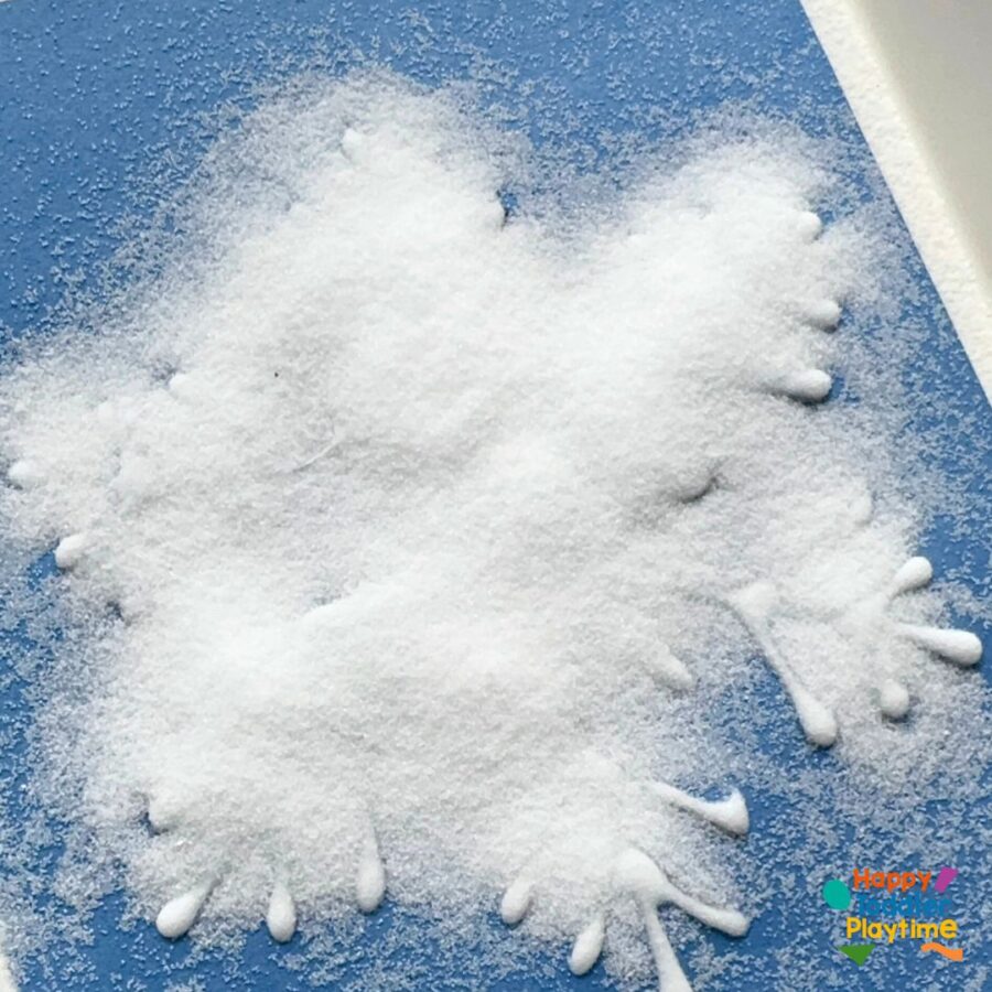Salt Painted Snowflake Craft - Happy Toddler Playtime