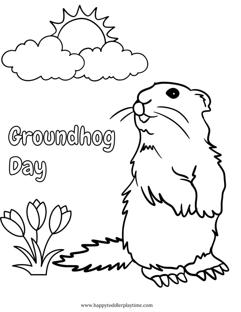 Groundhog Day Coloring Pages for Kids - Happy Toddler Playtime