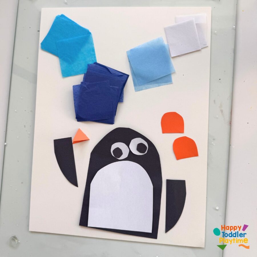 Tissue Paper Winter Penguin Craft - Happy Toddler Playtime