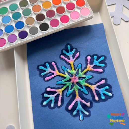 Salt Painted Snowflake Craft - Happy Toddler Playtime
