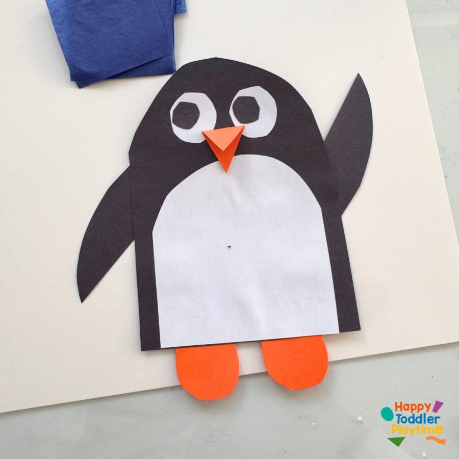 Tissue Paper Winter Penguin Craft - Happy Toddler Playtime